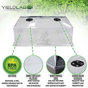 Yield Lab 10 x 20 Inch Black Plastic Propagation Tray – Hydroponic, Aeroponic, Horticulture Growing Equipment (5, Dome and Tray)