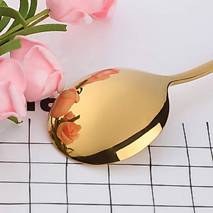 8-pieces Metal Round Soup Spoon 7.4-Inch Metal Korean Dinner Spoon Stainless Steel Table Spoons by Buyer Star