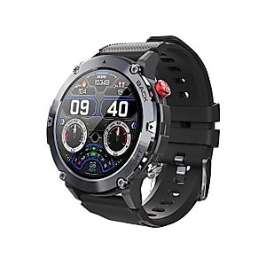 CNBRO Military Smart Watch for Men Android with Bluetooth Call Dial/Heart Rate/Blood Pressure/Blood Oxygen Monitor Mens Smartwatch for Steps,Calories,Mileage,Sports Data Record Tactical Fitness Watch