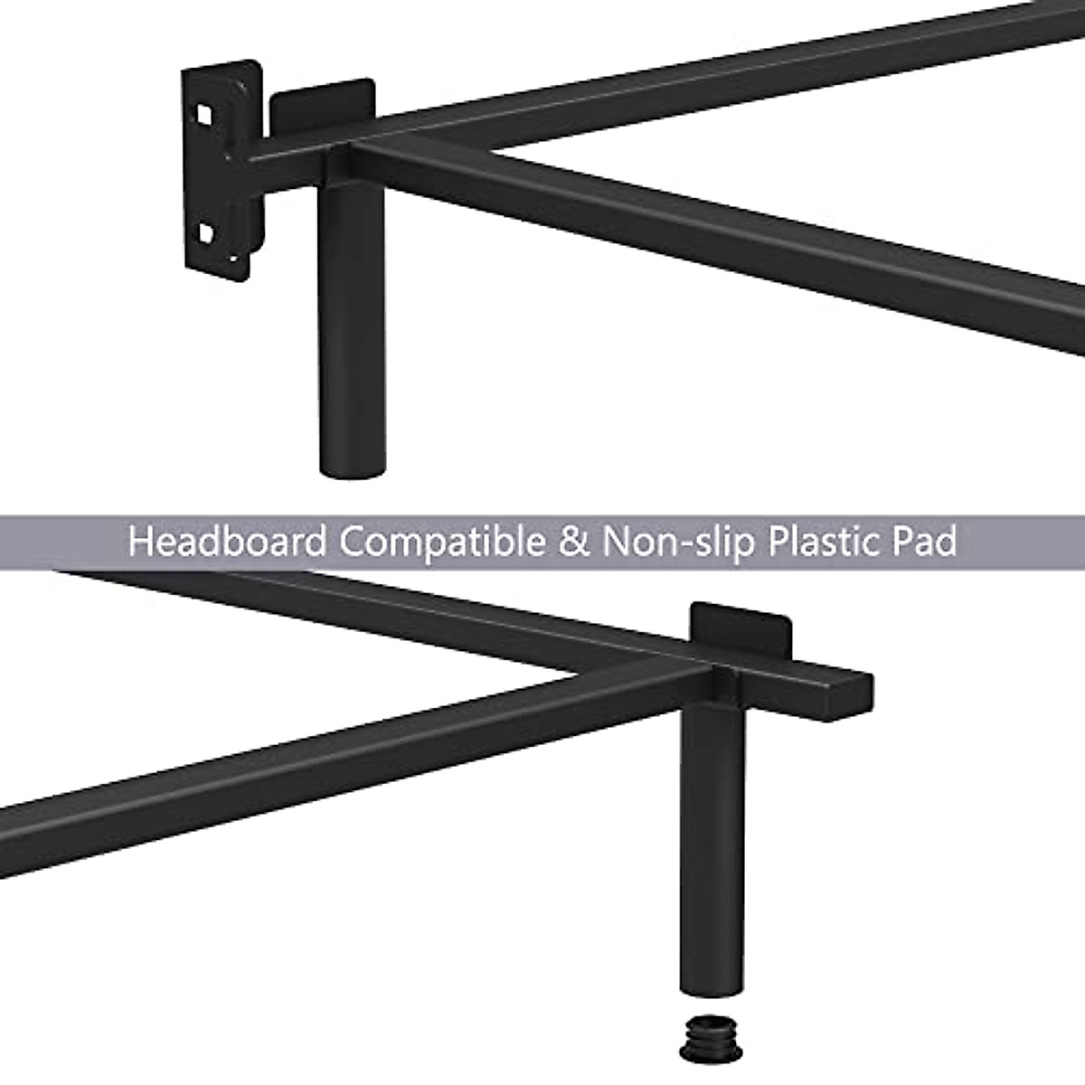 EMODA 7 Inch Twin XL Bed Frames Base for Box Spring and Mattress, 6 Legs Support Sturdy Metal Platform Tool-Free and Easy Assembly, Black