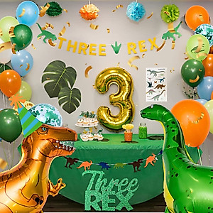 Three Rex Birthday Party Decorations - 3 rex birthday decorations boys w/ 2 dinosaur birthday banner - three rex balloons - 3rd birthday decorations for boys - three rex birthday party decorations boy