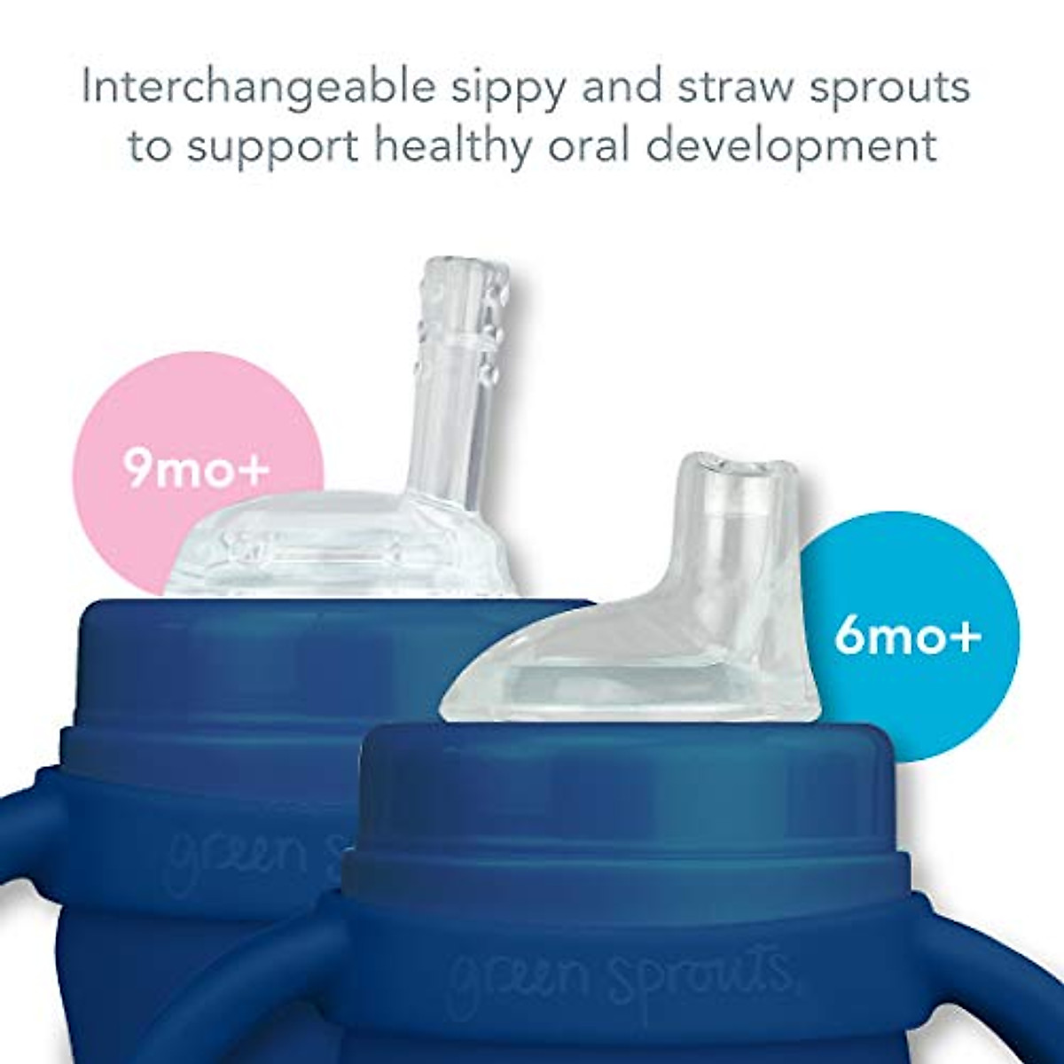 Green sprouts Sprout Ware Sip & Straw Cup made from Plants | Non-toxic Plant-based Plastic Transition Sippy Cup without BPA, BPS, BPF | Soft Silicone Spout and Straw | Easy-grip Handles