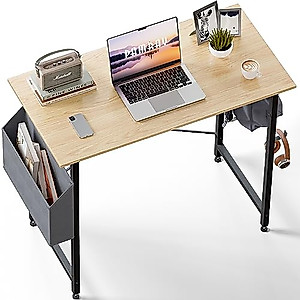 Pamray 32 Inch Computer Desk for Small Spaces with Storage Bag, Home Office Work Desk with Headphone Hook, Small Office Desk Study Writing Table