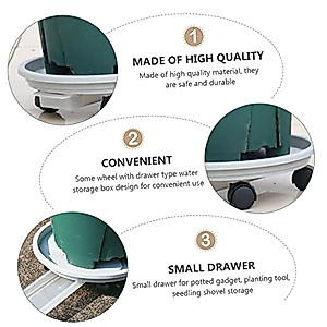 MERRYHAPY Flower Pot Tray Plastic Flower Pot L Brackets Heavy Duty Swivel Caster Wheels Movable Plant Pot Rolling Planter Caddy Flower Pot Caddy Pallet Pot Flowerpot Tray Plant Stands Grey