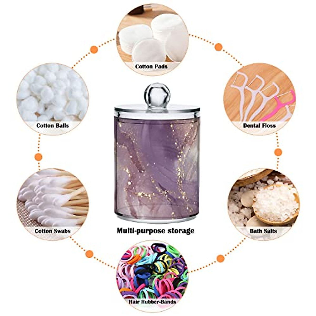 SUABO Plastic Jars with Lids,Purple MarbleStorage Containers Wide Mouth Airtight Canister Jar for Kitchen Bathroom Farmhouse Makeup Countertop Household,Set 2