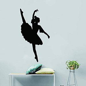 DNVEN Girls Ballet Dance Decals Dancing Girl Silhouette Removable Vinyl Wall Stickers Decorations Home Decors for Dance Rooms Girls Rooms 16 inches x 28 inches