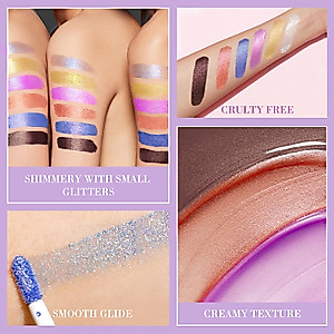 Hotiary Glitter Liquid Eyeshadow, Metallic Glitter Shimmer Sparkling Eye Shadow, Long Lasting Waterproof High Pigments Sparkling Makeup Kit for Eyes, Metals Gloss Eyeliner Pen