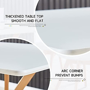 White Dining Table, Simple Modern Kitchen Table with Metal Shelf&Transfer Legs, Office Table, White