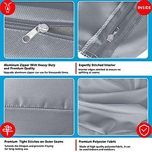 SUSIE'S GARDEN 9p Patio Cushion Covers Outdoor Patio Cushions Covers Replacement Waterproof with Zipper for 6 Pcs Patio Furniture Set, Slipcovers for Outdoor Cushions Covers Passive Gray, Covers Only