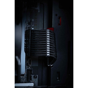 Reaper Cable Softies - Soft & Supple Sleeved PSU Extension Set - Power Supply Extensions - 1x 24 Pin / 2X 4+4 Pin / 2X 6+2 Pin / 1x 6-Pin - 30cm (Black)