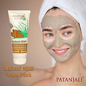 Patanjali Aloevera Multani Mitti Face Pack - 2.12 oz (Set of 3, 60g Each) | Natural Ayurvedic Facial | Deep Cleansing & Nourishing