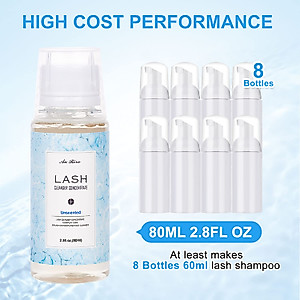 AuReve Lash Shampoo for Lash Extensions Eyelash Cleanser Concentrate 80ml Lash Extension Cleaner, Non-lrritating Cleaning Kits, Lash Bath Lash Soap Lash Shampoo Kit (Unscented)