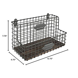 Spectrum Diversified Vintage Wall Mount Office Letter Holder Desk Organizer Basket for Envelopes, Bills, Magazines, Catalogs, Files, Notebooks & More, Pack of 1, Industrial Gray