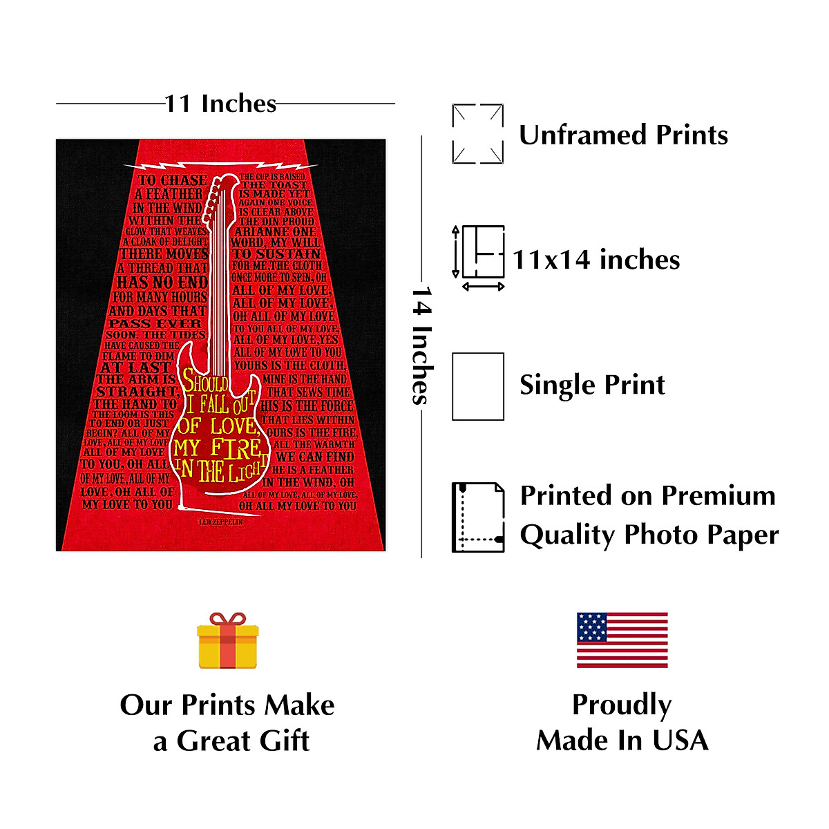 Led Zeppelin - All My Love Song Lyric Wall Art Print, This Ready to Frame Modern Music Wall Art Poster is Perfect For Home, Music Room, Studio, And Living Room Decor Aesthetic - Unframed - 8x10"