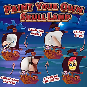 FUNZBO Paint Your Own Lamp, Art & Craft Supplies Skull Painting Kits, Arts and Crafts for Kid Teen Adult, DIY Night Light Toys Christmas Gift for Toddler Girl Boy Age 3 4 5 6 7 8 9 10 11 12 13