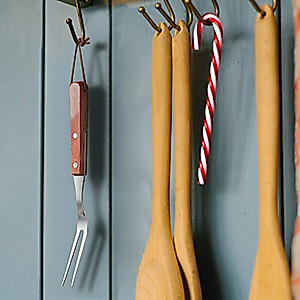 Meat Forks with Rosewood Handle and Stainless Steel Carving Fork Barbecue Fork for Christmas Kitchen Roast (2 Pieces,13 Inch, 10 Inch)