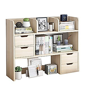 Multilayer Bookshelf Magazine Rack Cabinet Partition Divide-Grid Stratification Shelf Storage Rack Desktop Office Desk Home Dormitory MUMUJIN (Color : A, Size : 103X17X80CM)