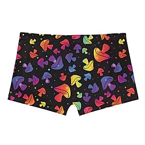 YEXIATODO Black Rave Bottoms for Girls Stylish Mushroom Hot Pants High Waisted Booty Shorts Rave Pants for Women Breathable for Yoga Gym Cycling Twerk Beach Everyday Casual Lounge Wear L