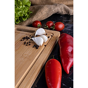 Bambum Livada - Bamboo Cutting Board with Built-In Knife Sharpener, Cutting Board with Juice Groove and Handle