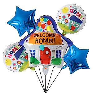 LYST 5PCS Welcome Home Foil Balloons with House Shaped Balloons for Party Decoration Home Decorations