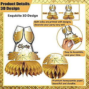 50th Birthday Centerpieces for Tables, Black Gold Happy 50th Birthday Honeycomb Table Decorations with Cake Topper, 50th Birthday Table Centerpiece for Men Women Cheers to 50 Years Party Table Sign