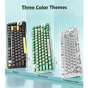 GK GAMAKAY GK75 75% RGB Transparent Gasket Mechanical Keyboard, Bluetooth/USB-C Wired/2.4GHz Wireless 80 Keys Hot Swap Gateron Yellow Switch 2.0 KSA Profile PBT Keycaps Gaming Keyboard (Black)