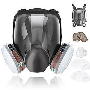 LZLLHX Full Face Respirator Mask Set- Gas Cover Organic Vapor Mask and Anti-fog,dust-proof Face Cover,Protection for for painting, Chemistry, Woodworking ，Machine Polishing, Welding, Paint spary