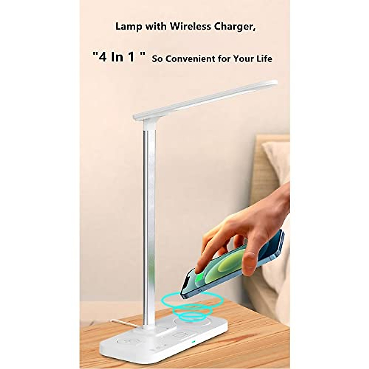 SGDSF 15W QI Quick Wireless Charger LED Desk Lamps Dimmable Eye Table Lamp Watch Charging for Home Office Light
