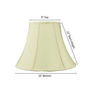 8x16x12 Egg Shell Shantung Bell Lampshade with Brass Spider fitter - Perfect for table lamps and some desk lamps -Medium, Egg Shell