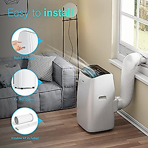 DuraComfort Smart Portable Air Conditioners, 12000 BTU(Ashrae) /8150 BTU (SACC) Quiet AC Unit, Built-in Dehumidifier and Fan Modes, Mobile App, Cools up to 450 Sq. Ft, White
