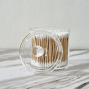 CLEAMAISONN Cotton Bud Holder 10 Oz Bathroom Jars with Lids for Cotton Ball Swab Pad Cotton Pad Holder (1pcs)