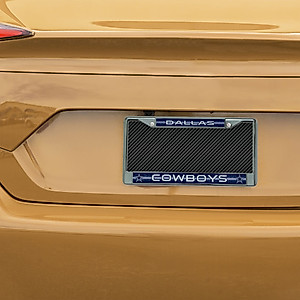 Rico Industries Dallas Cowboys Bling Chrome License Plate Frame with Glitter Accent 6 x 12.25-inches