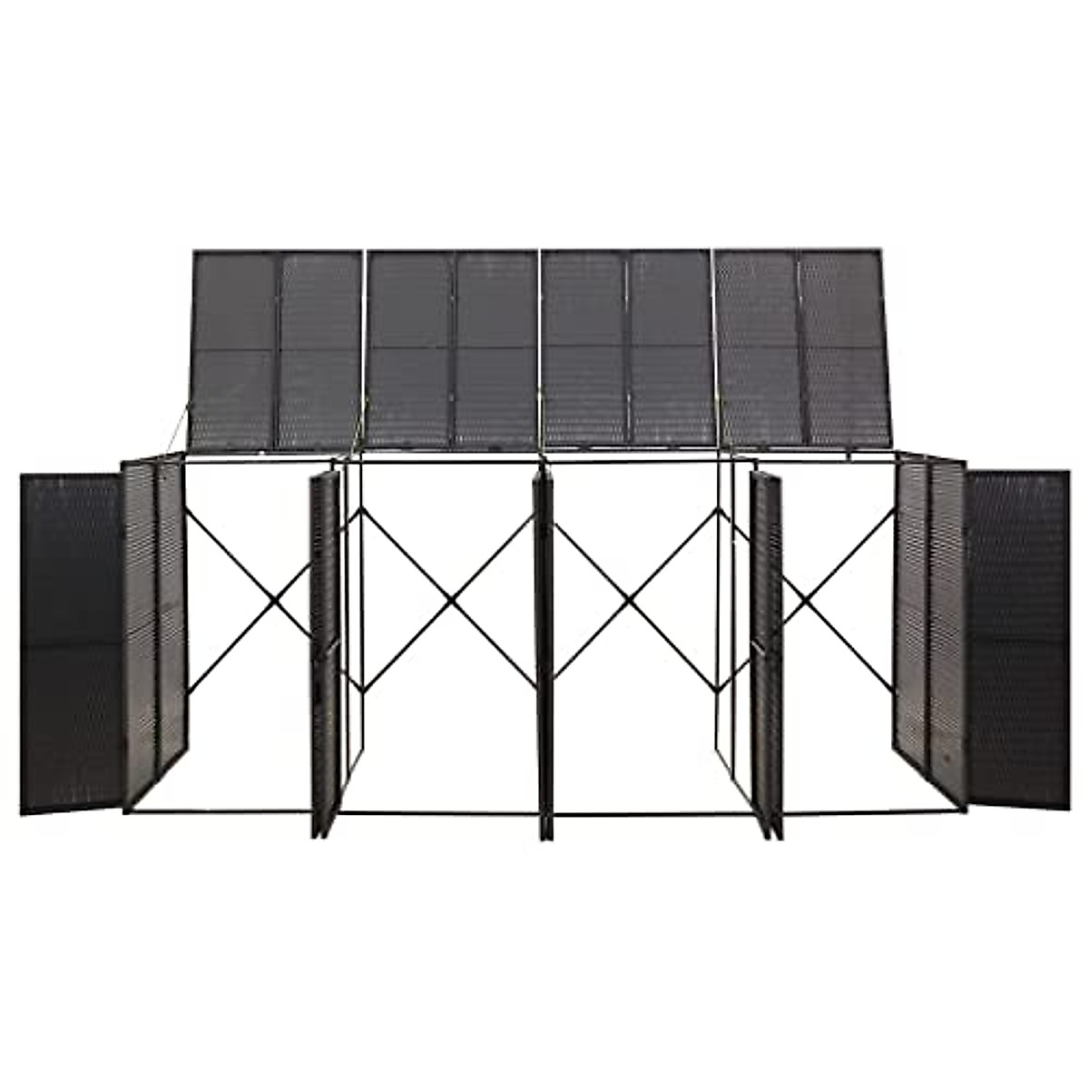 INLIFE Quardruple Wheelie Bin Shed,Poly Rattan Garbage Can Shed Outdoor Garbage Can Enclosure for Garden,Patio,Backyard Outdoor Trash Can Garbage Can Shed Black 107.9"x31.5"x46.1"