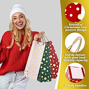 Woanger 60 Pieces Christmas Wine Gift Bags Bulk Red Green White Holiday Wine Bottle Bags with Handles and 300 Tissue Paper for Whiskey Spirits Drinks Xmas Winter Party Gift Wrapping Supplies(Dot)