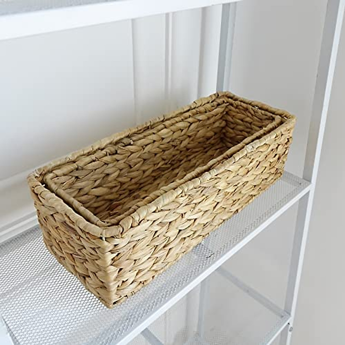 Toilet Paper Basket Natural Woven Bathroom Storage Organizer Basket Wicker Decorative Toilet Roll Holder Tank Basket(Water Hyacinth)