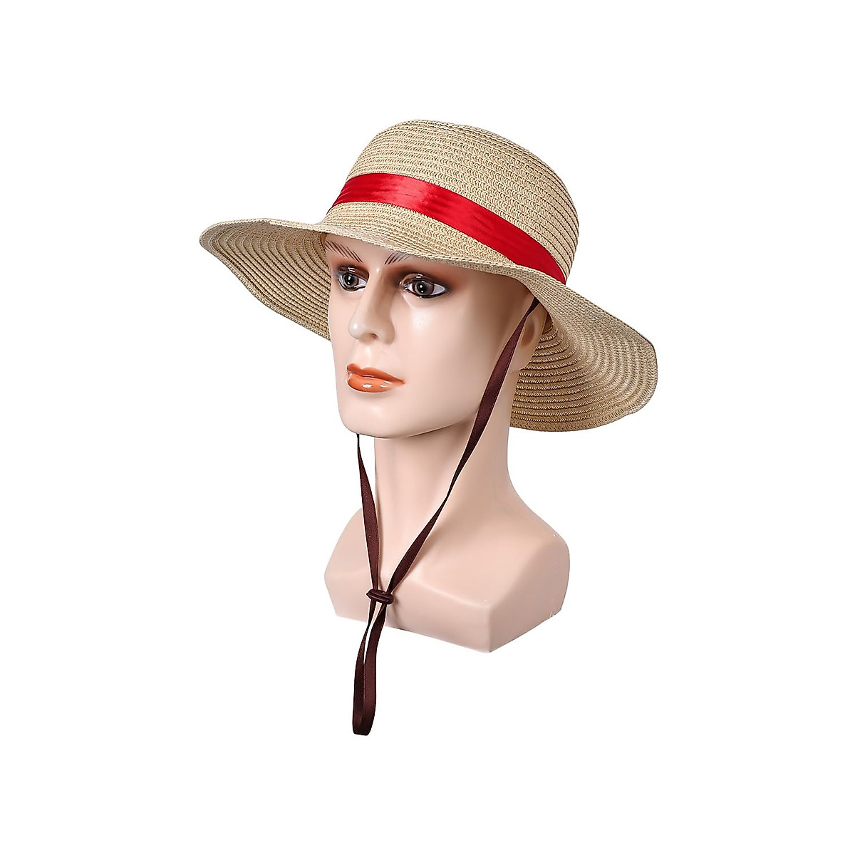 Monkey Straw Hat Costume Anime Cosplay Sun Beach Hats with String Pirate Hat Halloween Dress up Props (US, Alpha, One Size, Straw Hat)