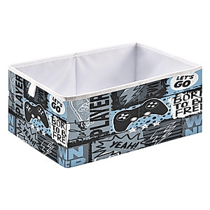 QUGRL Urban Game Joystick Storage Bins Organizer Video Games Foldable Clothes Storage Basket Box for Shelves Closet Cabinet Office Dorm Bedroom 15.75 x 10.63 x 6.96 in