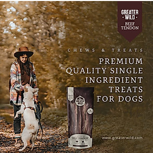 GREATER WILD All Natural Ingredient 9"-12" Assorted Beef Tendon Size, Chews & Treats for Dogs - 5 Piece