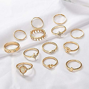 CSIYANJRY99 Boho Gold Rings for Women Star Moon Knuckle Ring Set,Vintage Stackable Midi Finger Rings Cute Trend Aesthetic Jewelry (C)