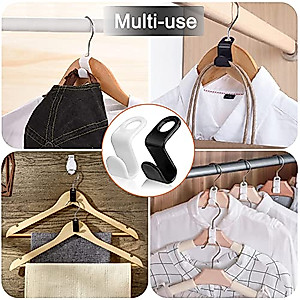 Clothes Hanger Connector Hooks, Hanger Extender Clips, 68 Pcs Cascading Clothes Hangers Space Saving, Black White Plastic Hanger Organizer