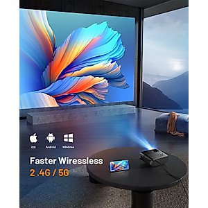 WiFi Projector for iPhone, ELEPHAS 2024 Upgraded Mini Projector with Tripod & Carry Bag, Full HD 1080P Supported, 200" Display Portable Projector, Compatible with iOS/Android/Windows/TV Stick/HDMI/USB