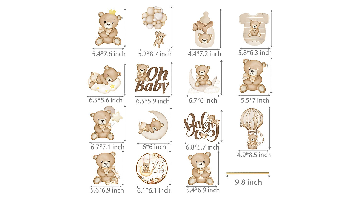 30Pcs Bear Centerpiece Sticks for Baby Showers