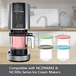 CINPIUK Ice Cream Pints, 4 Pack Containers with Lids Replacements for Ninja Creami Pints, Compatible with NC301 NC300 NC299AMZ Series Ice Cream Maker, Dishwasher Safe & Leak Proof Creami Containers