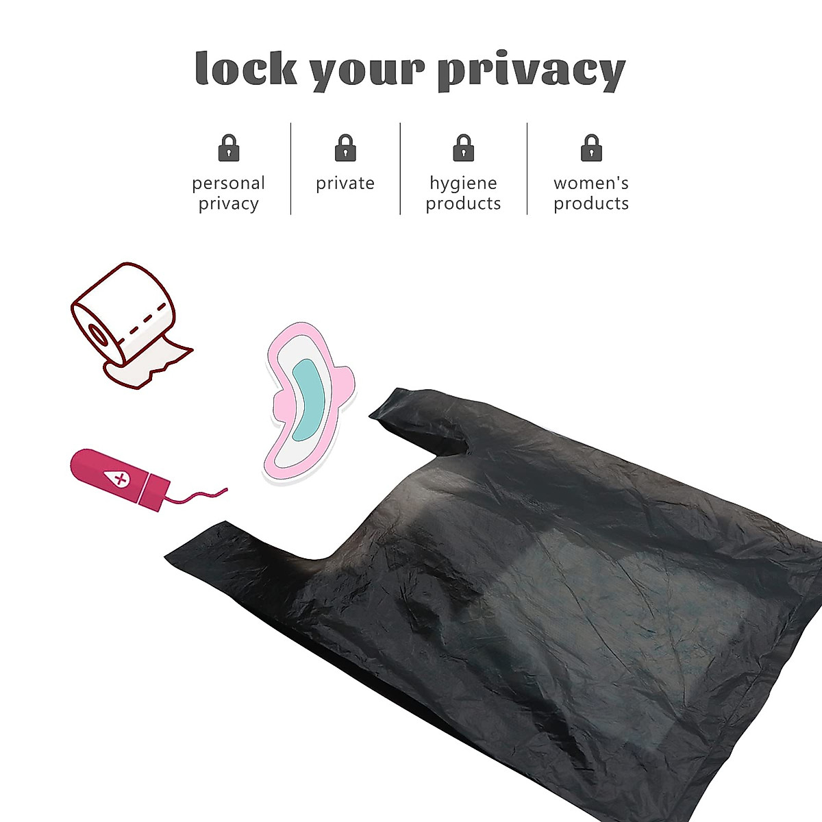 Personal Disposal Bags, 200 PCS Women Sanitary Disposal Bags Black Waste Bags for Sanitary Napkin