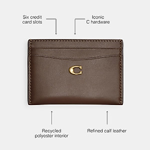 Coach Refined Calf Leather Essential Card Case, Dark Stone