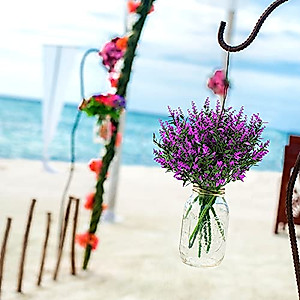 12 Bundles Artificial Lavender Flowers, Greenery Bushes Bouquet, Faux Plastic Greenery for Indoor Outside Hanging Plants, Plastic Fake Plants Flowers Home Garden Wedding Party Decor (Fuchsia)