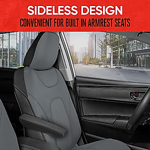 Motor Trend AquaShield Car Seat Covers for Front Seats, Solid Gray – Two-Tone Waterproof Seat Covers for Cars, Neoprene Front Seat Cover Set, Interior Covers for Auto Truck Van SUV