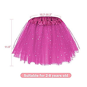 Girls Tutu Skirts Fluffy Ballet Dress Up for Toddler Kids 3 Layers Tulle Tutus Princess Dresses Sparkle Tutu (2T - 8T) Green