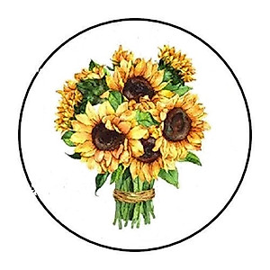 Sunflower Bouquet Envelope Seals Labels Stickers 1.5" Round (30)