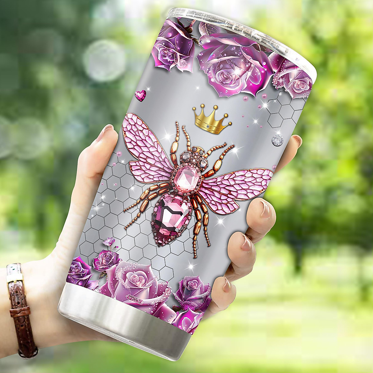 WONWIX Personalized Queen Bee Gifts for Women Insulated 20oz Stainless Steel Gift for Girls, Wife, Daughter Bee Lovers, Water Bottle, Travel Cups Tumblers Christmas Birthday Mother's Day Valentine